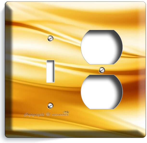 GOLDEN CARAMEL WAWY HUES LIGHT SWITCH PLATE OUTLET BEDROOM LIVING ROOM ...