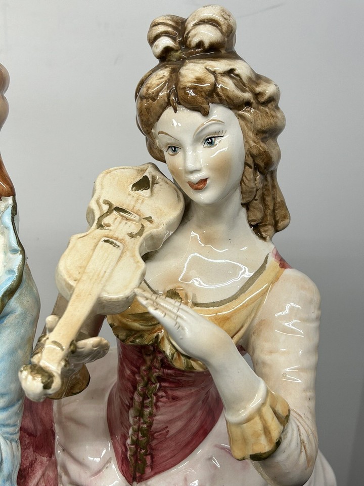 Capodimonte Four Figurine & Musical Pieces HUGE Lamp Shade Fringe ...