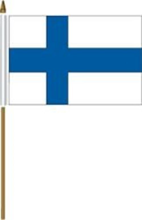 FINLAND SMALL 4 X 6 INCH MINI COUNTRY STICK FLAG BANNER WITH 10 INCH ...