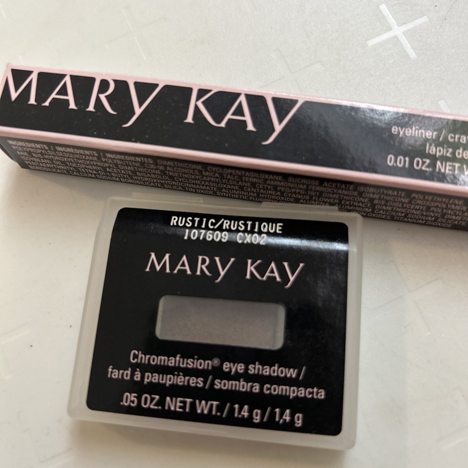 Mary Kay CHROMAFUSION EYE SHADOW Color Rustic NEW With Black Eyeliner ...