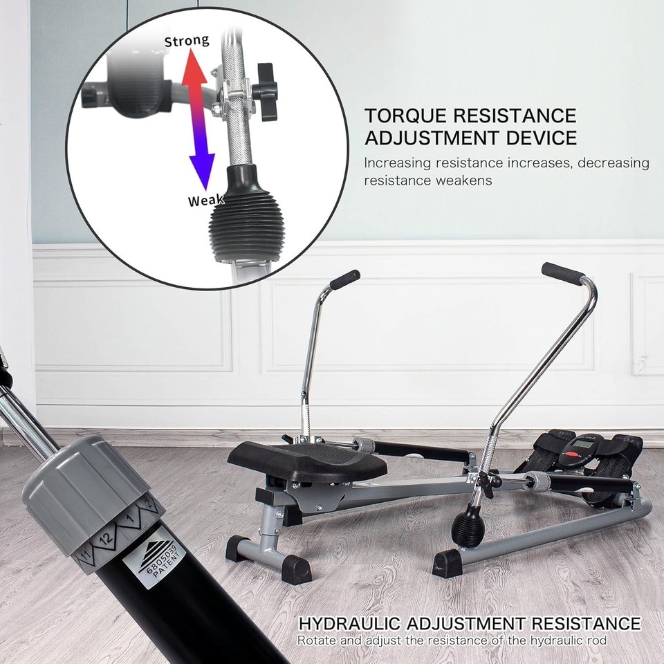 Rowing Machine Foldable for Home Use Hydraulic Rowing Machine with LCD ...
