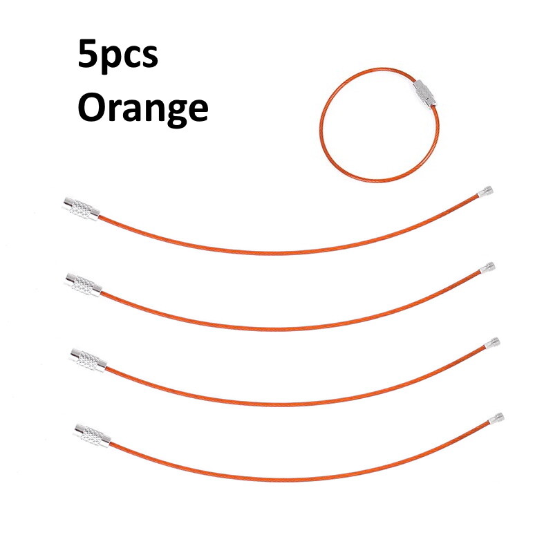 5x Stainless Steel Vinyl Coated Braided Wire Cable Keychain Key Ring ...