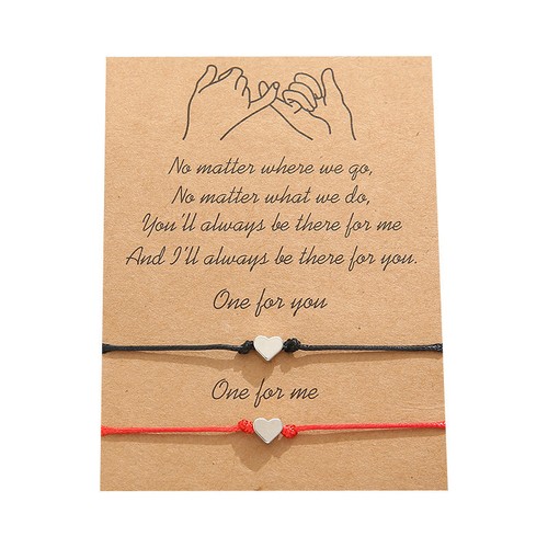 Friendship Family Couple Promise Message Card & 2 Adjustable Love Heart ...
