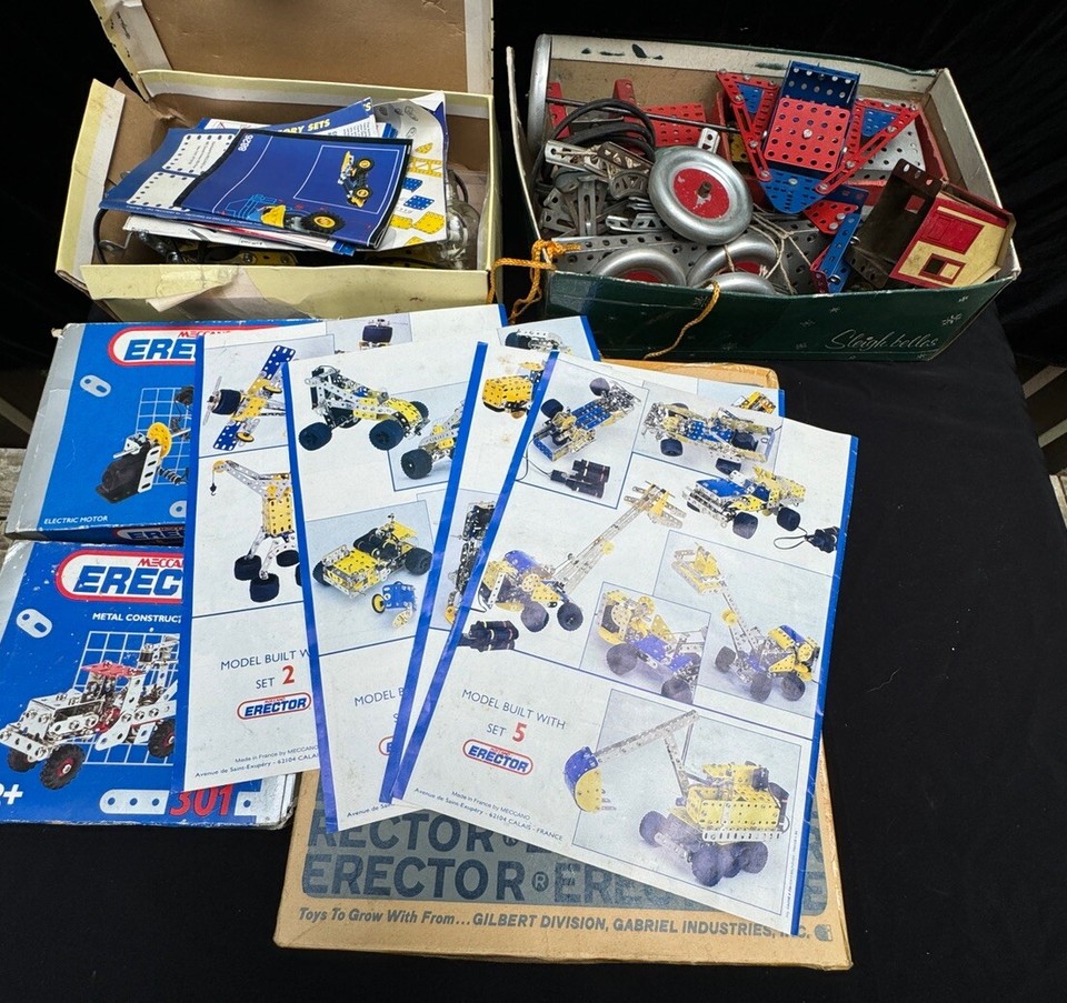 Vintage Gilbert Toys Erector Sets Huge Lot! 5 Boxes Full! Lots Of ...