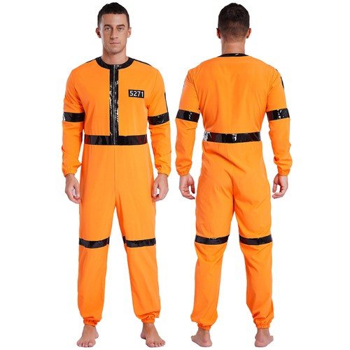 Mens Halloween Guilty Prison Costume Long Sleeve Jumpsuit Outfits ...