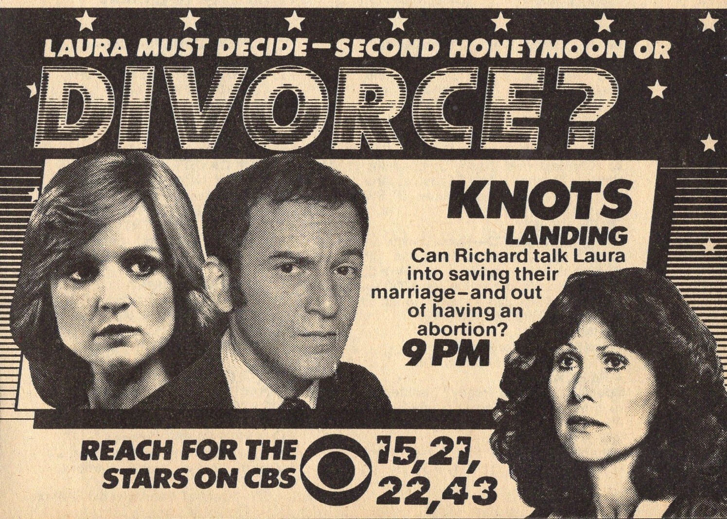 1981 TV AD ~ KNOTS LANDING LAURA MUST DECIDE SECOND HONEYMOON OR ...