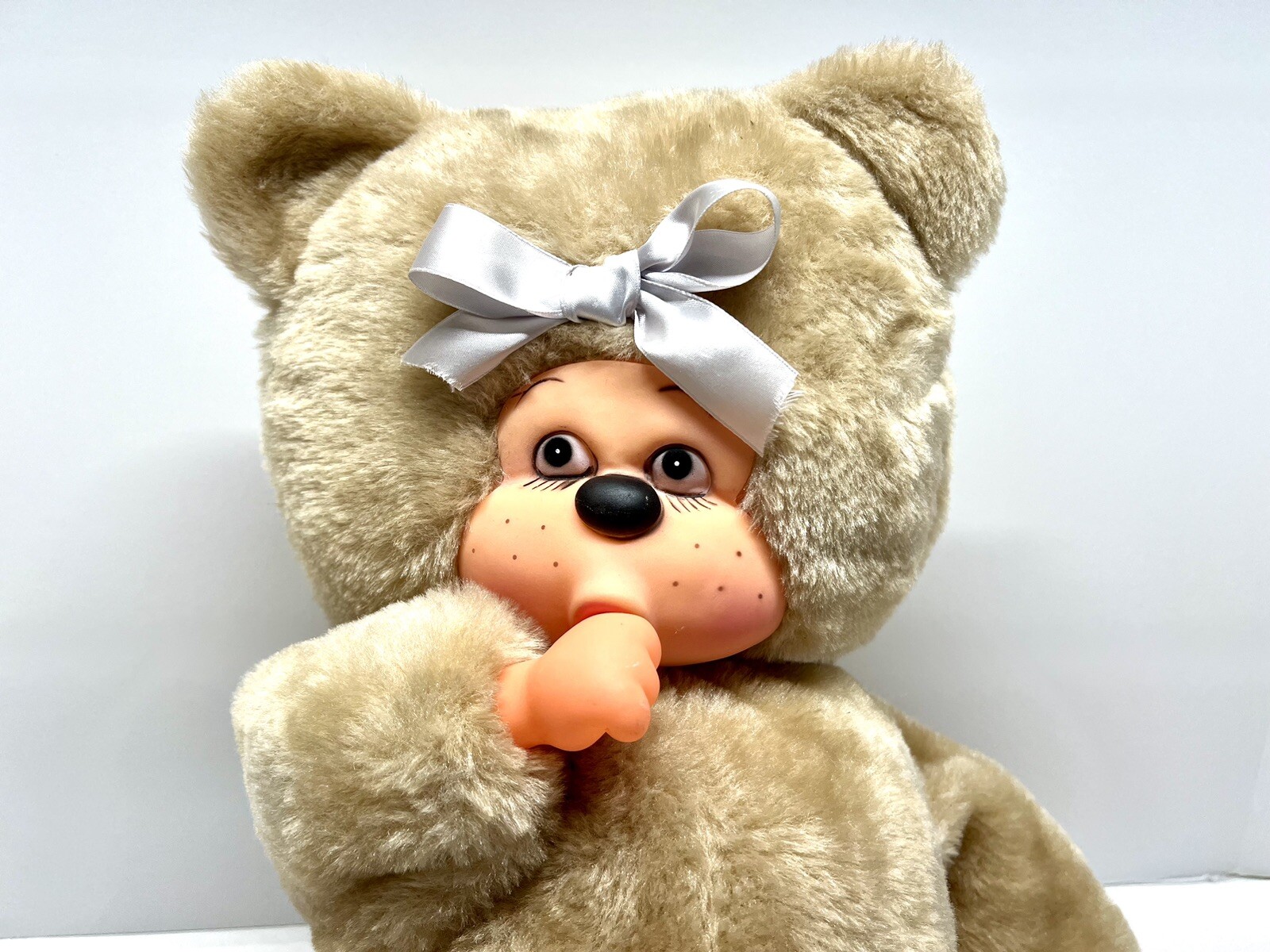 70’s Monchhichi Type Thumb Sucking Tan Bear Rubber Face Plush 24 ...