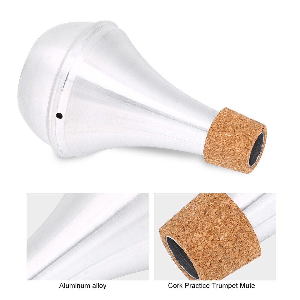 Aluminum Alloy & Cork Practice Trumpet Mute Brasses Musical Instrument ...