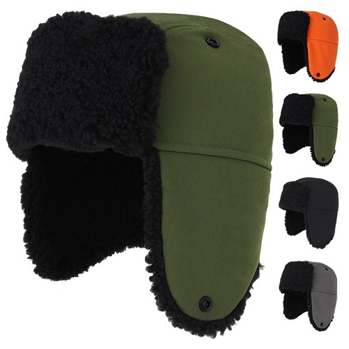 Men Women Earflap Cap Lining Winter Waterproof Warm Thick Fleece Hat ...