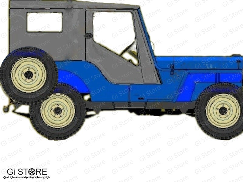 Soft Top with Civil Bow Frame & Door Frame For JEEP WILLYS CJ2A,CJ3A,3B ...