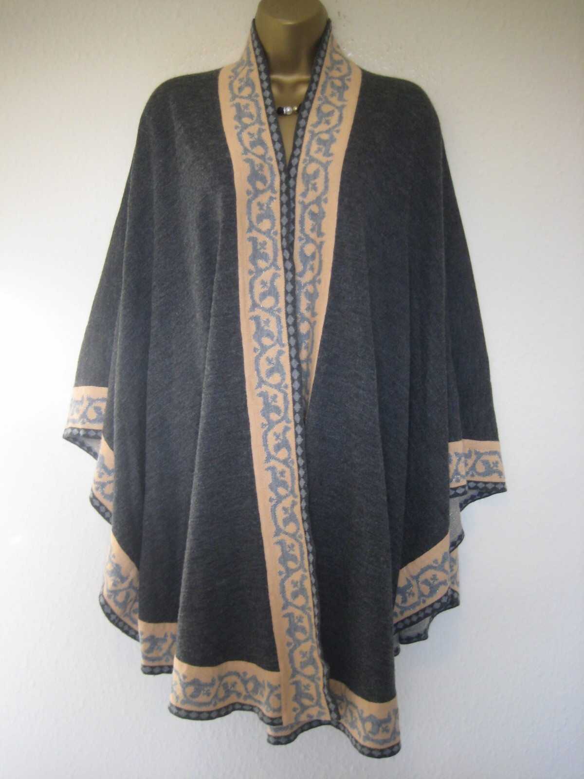 Jacques Vert grey vintage cape/poncho one size 8 10 1… - Gem