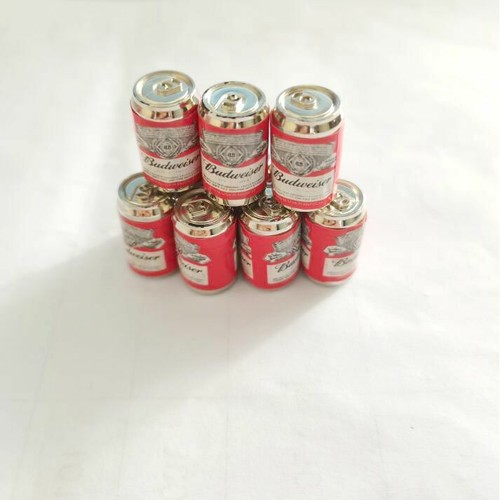 10 Pcs Dollhouse Miniature 1:6 Scale Budweiser Beer Can Models Drink ...