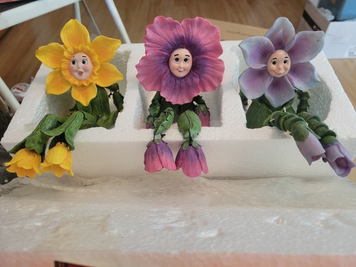 Vintage Anthropomorphic Flowers Shelf Sitters Articulated Floral Design ...