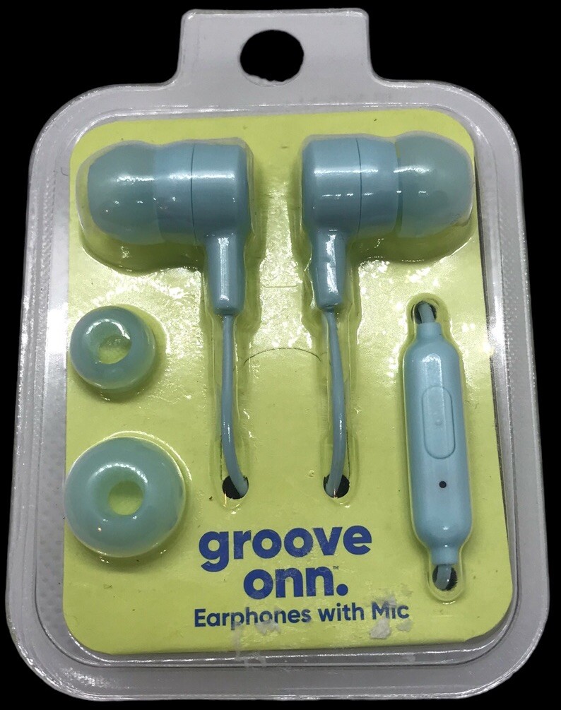 Groove Onn. Corded Earphones Earbuds With Mic & Ear Tips Blue for sale ...