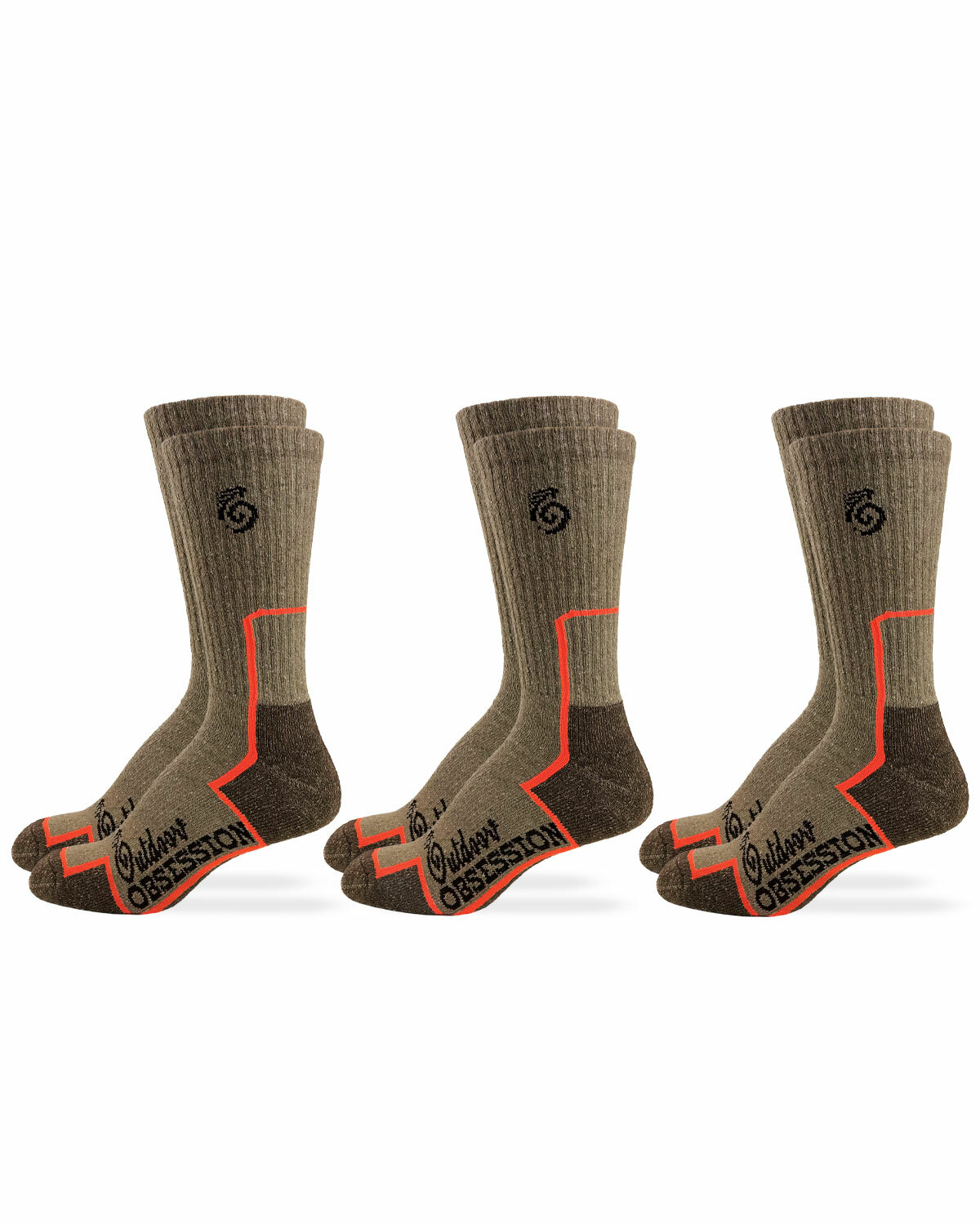 Outdoor Obsession Men's Women's Hiking Cushion Crew Sport Socks 3 Pair ...