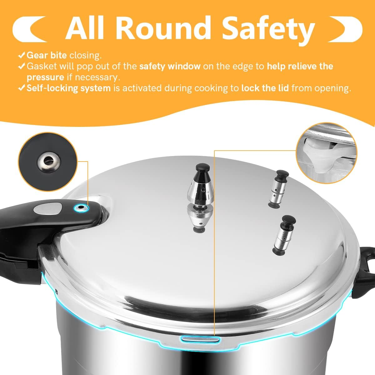16 Quart Pressure Cooker, 10 Psi Induction Compatible Pressure Canner W ...