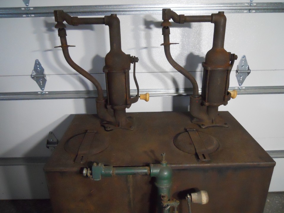 Vintage Double Oil Lubester & Wayne Curbside Gas Pump Gas Station ...