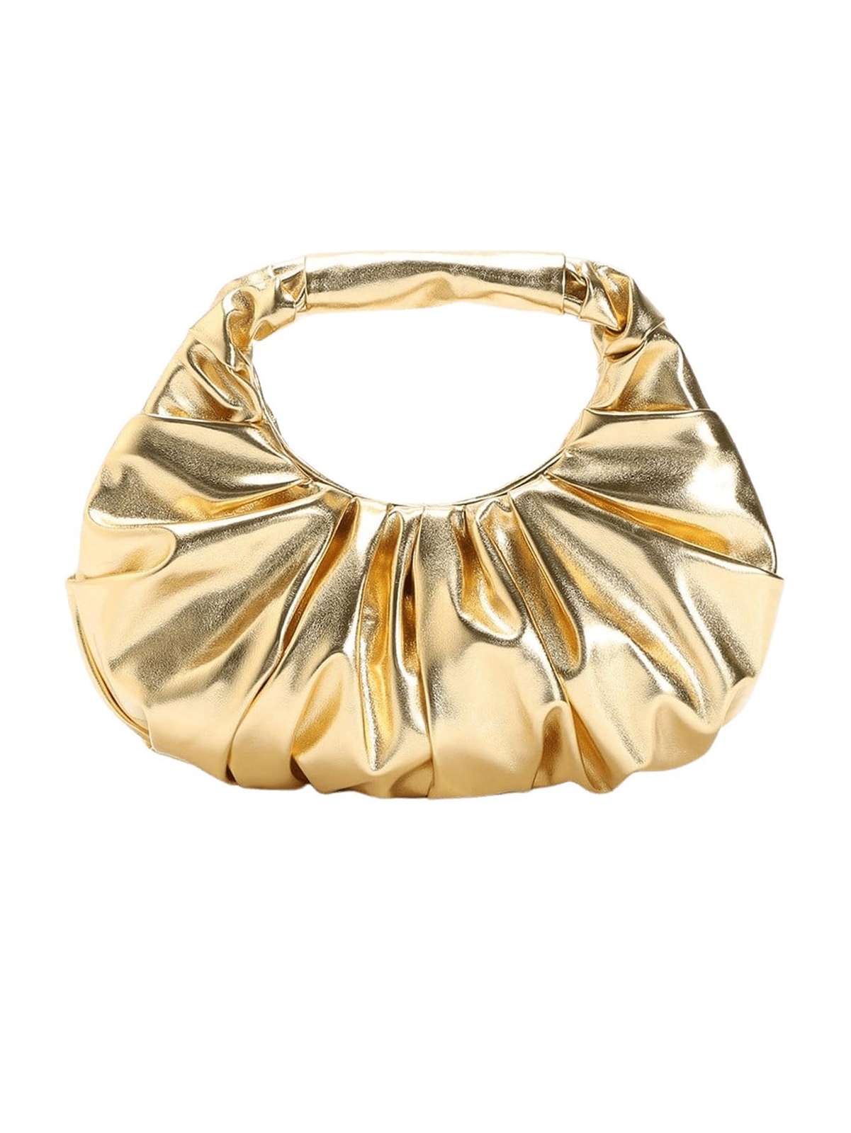 Women's Metallic Ruched Bags PU Leather Evening Clutch Handbags For ...