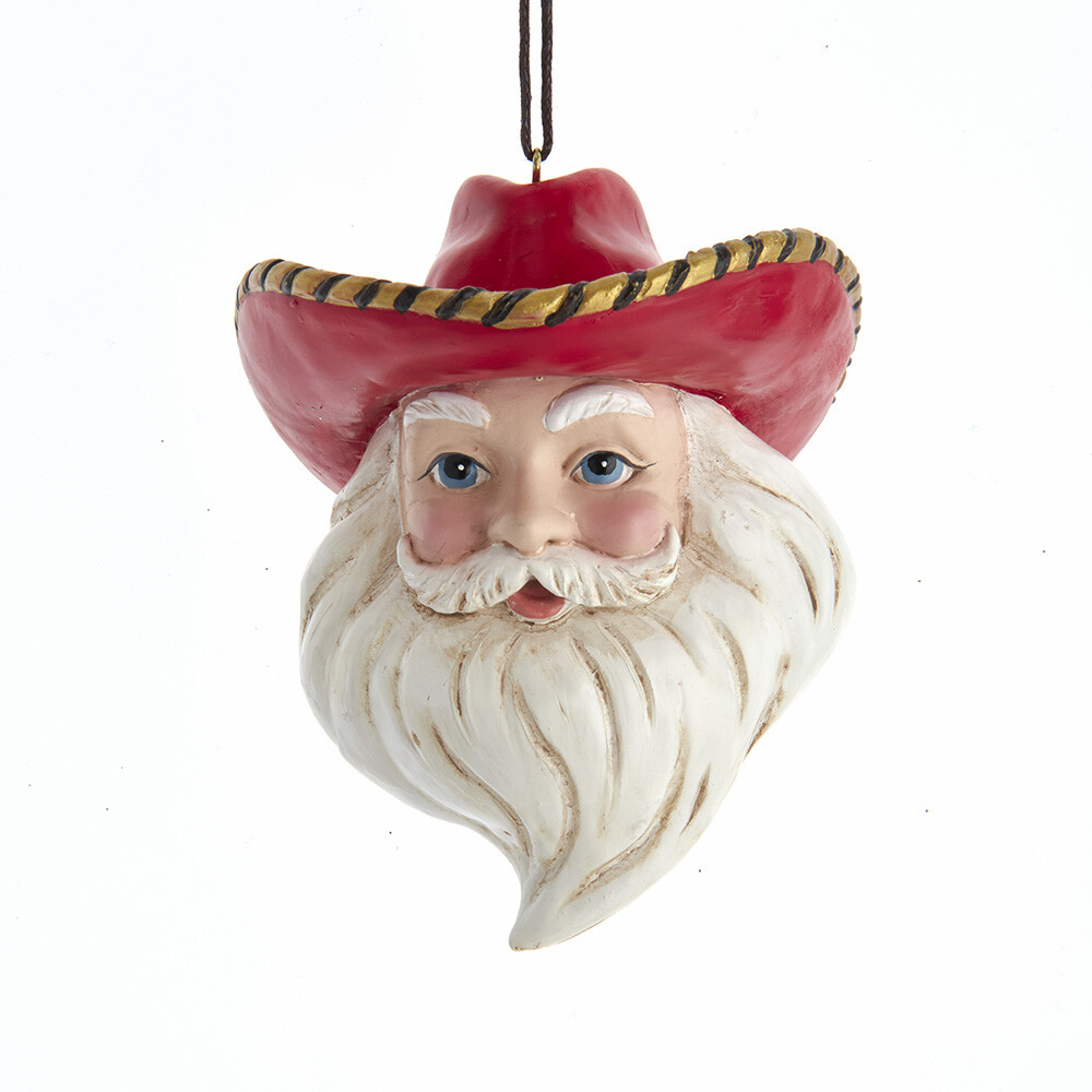 Western Santa Head Ornament | eBay