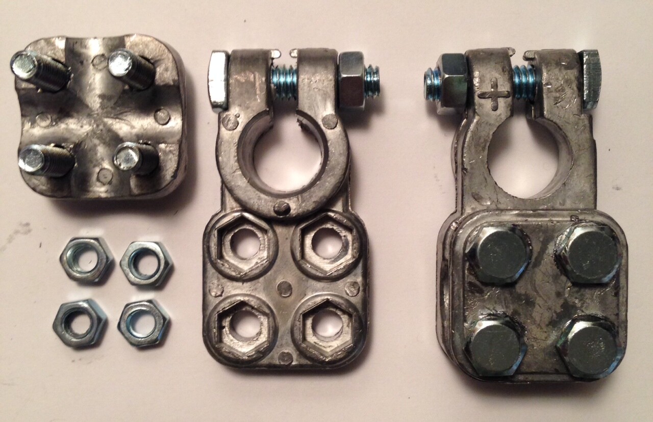 Heavy Duty battery cable ends pair 1 Pos. End & 1 Neg. End. Use on Cale ...