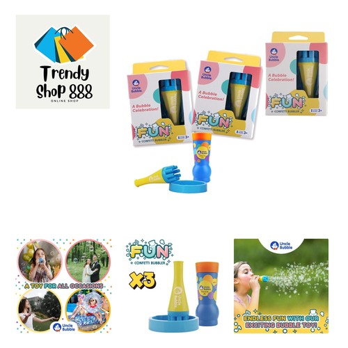 Mini Bubble Blower - Family Pack of 3 Confetti Bubbler, Fun Summer Toys ...