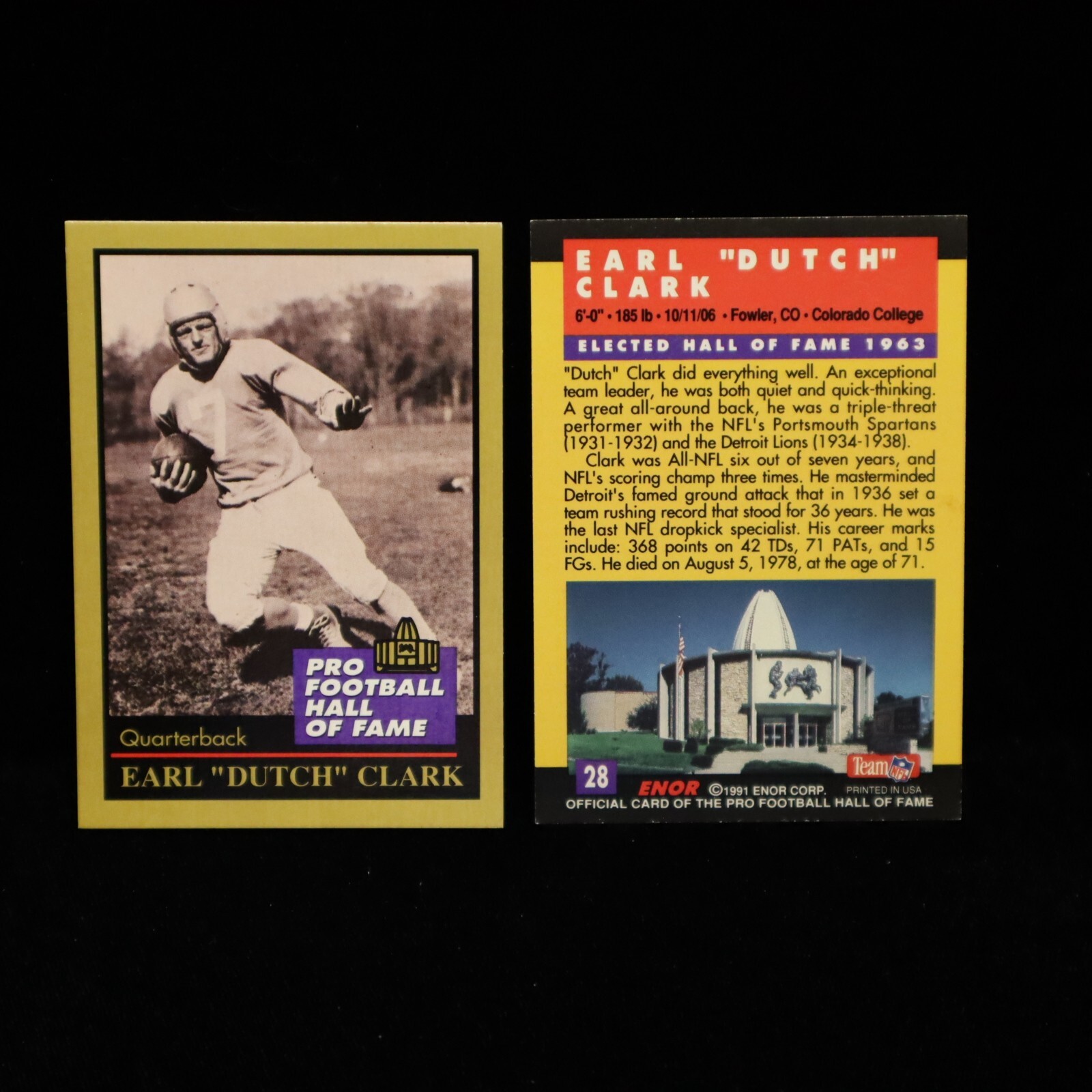 1991 Earl "Dutch" Clark Detroit Lions Enor Pro Football Hall of Fame ...