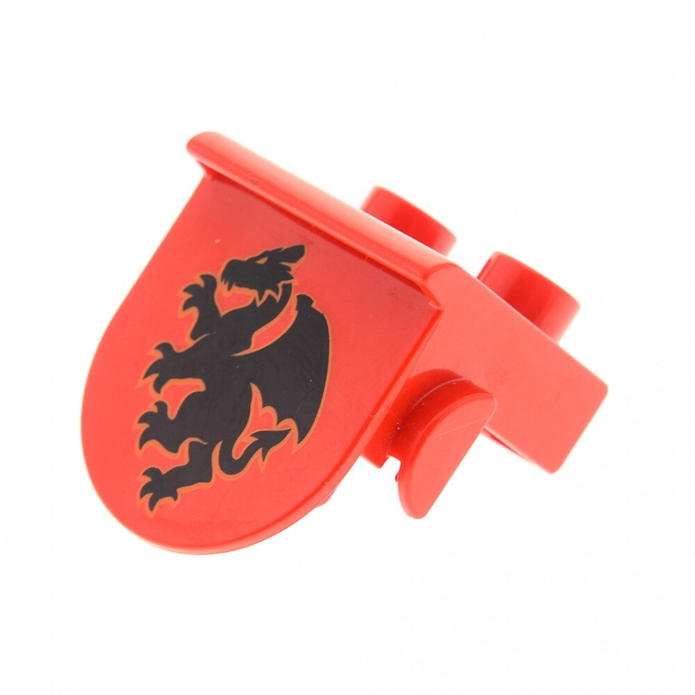 1x Lego Duplo Motiv Stein rot 1x2 bedruckt Emblem Drachen 4863 4496664 ...