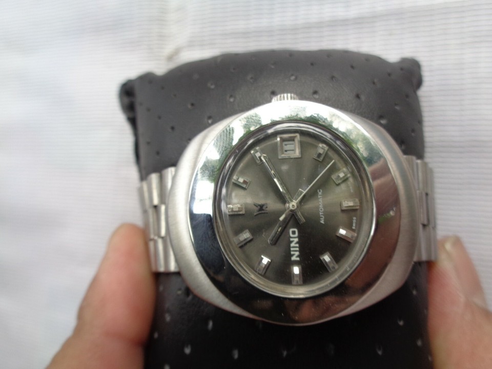 RARE Swiss SS Vintage Nino Men's Automatic Wristwatch | Gray Oval Dial ...