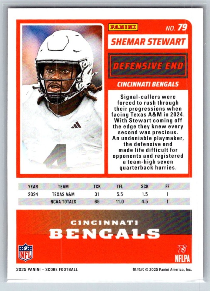 2025 Score-A-Treat #79 Shemar Stewart Cincinnati Bengals Rookie | eBay
