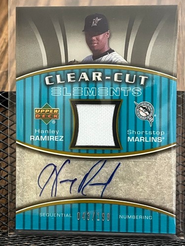 HANLEY RAMIREZ 2007 UD ELEMENTS CLEAR CUT DUAL AUTOGRAPH AUTO JERSEY ...