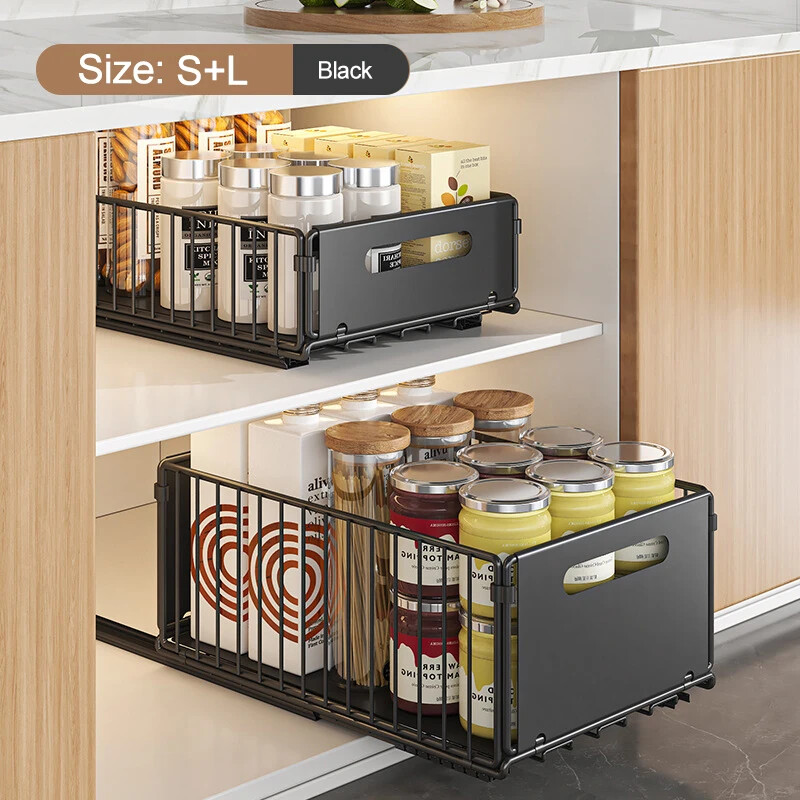 Kitchen Storage Rack Pull Out Cabinet Organizer Slide Drawer Kitchen ...