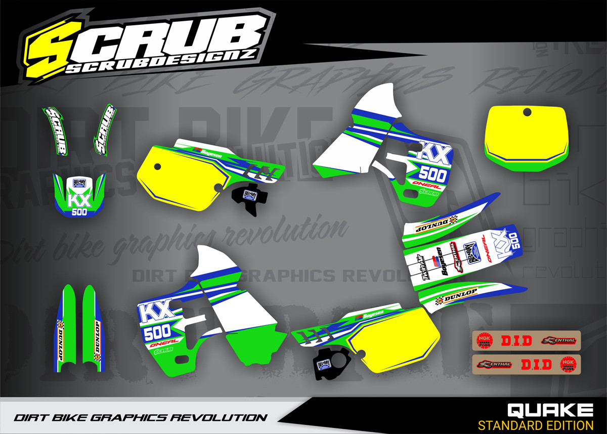 KX500 graphics 1988 - 2004 stickers Kawasaki SCRUB decals kit KX 500 | eBay
