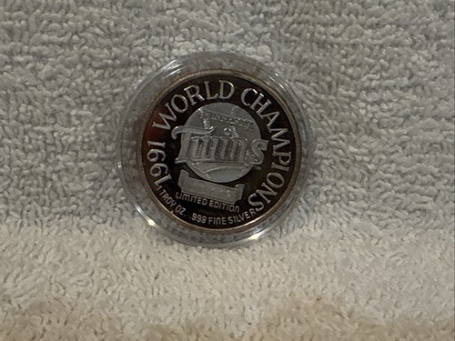 VERY RARE Minnesota Twins 1991 World Champions 1 Troy Ounce Silver Coin ...