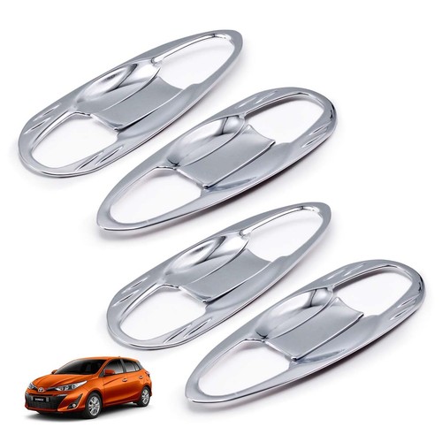 Door Handle Bowl Inner Insert Cover Chrome Trim Fits Toyota Yaris 2017 ...