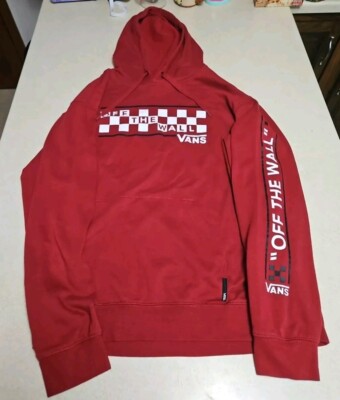 Vans Off The Wall Hoodie Dark Red Size Large Checker Board Distressed ...