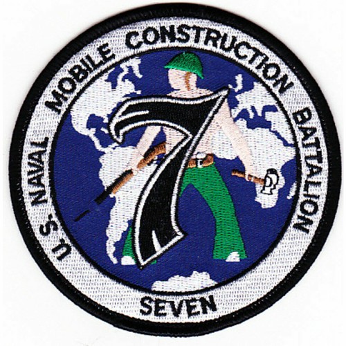 4" NAVY NAVAL MOBILE CONSTRUCTION BATTALION SEVEN NMCB 7 EMBROIDERED ...
