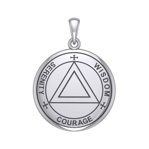 AA Recovery Seal 925 Sterling Silver Pendant Fine Alcoholics Anonymous ...