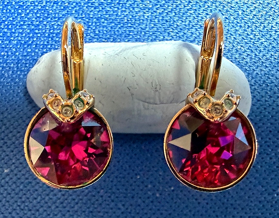 Swarovski Bella V Earrings, Fuchsia Red Crystal, Rose Gold Plated ...