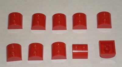 LEGO NEW 2x2 Red Brick Curved Top 2 Studs on Top (10x) 4521852 Brick ...
