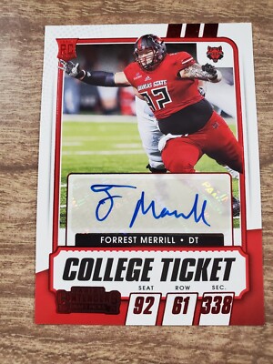 Forrest Merrill 2021 Panini Contenders Draft Pick College Ticket Rookie ...