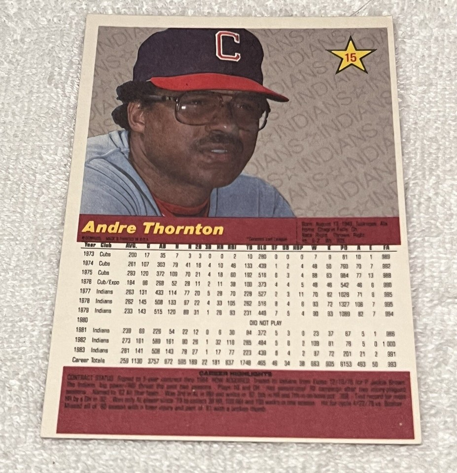 1984 Donruss Action All-Stars Jumbo Andre Thornton Cleveland Indians ...