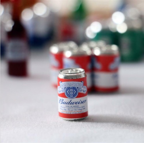 10 Pcs Dollhouse Miniature 1:6 Scale Budweiser Beer Can Models Drink ...