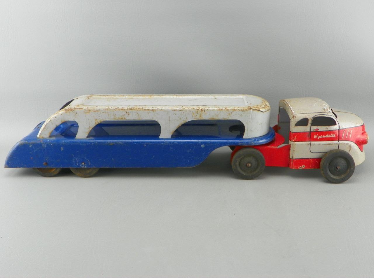 Vintage 1940's Wyandotte 21" Pressed Steel Coast Car Carrier Tractor ...