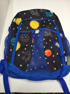 Kid’s Space Planets Backpack Blue And Black Includes 2 Elastic Pockets ...