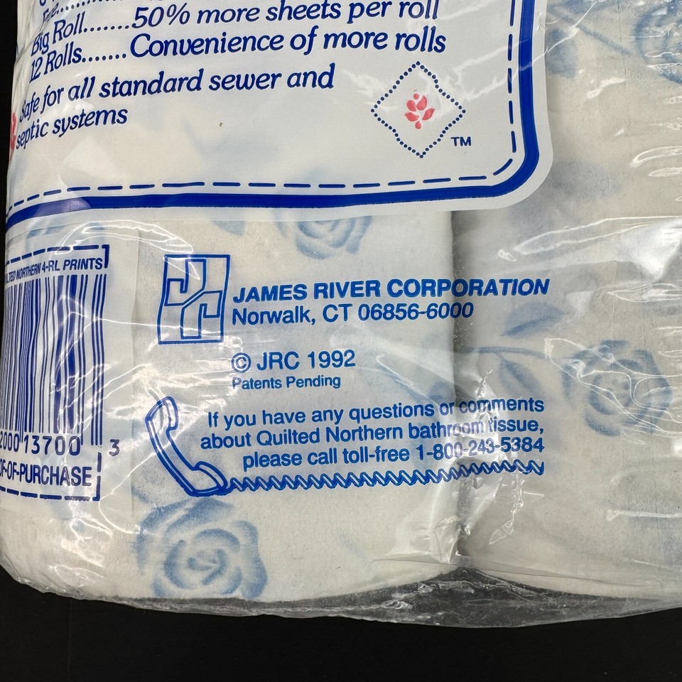 Vintage 1992 Quilted Northern Soft Print Bath Toilet Paper Tissue Prop ...