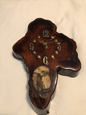 Natural Cypress Wood Slab Live Edge Clock 13”x 8” Epoxy Retro Southern ...