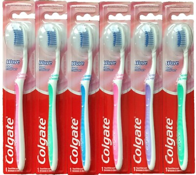 12 Pack Colgate Wave Gum Comfort Toothbrushes, Compact Head, Adult ...