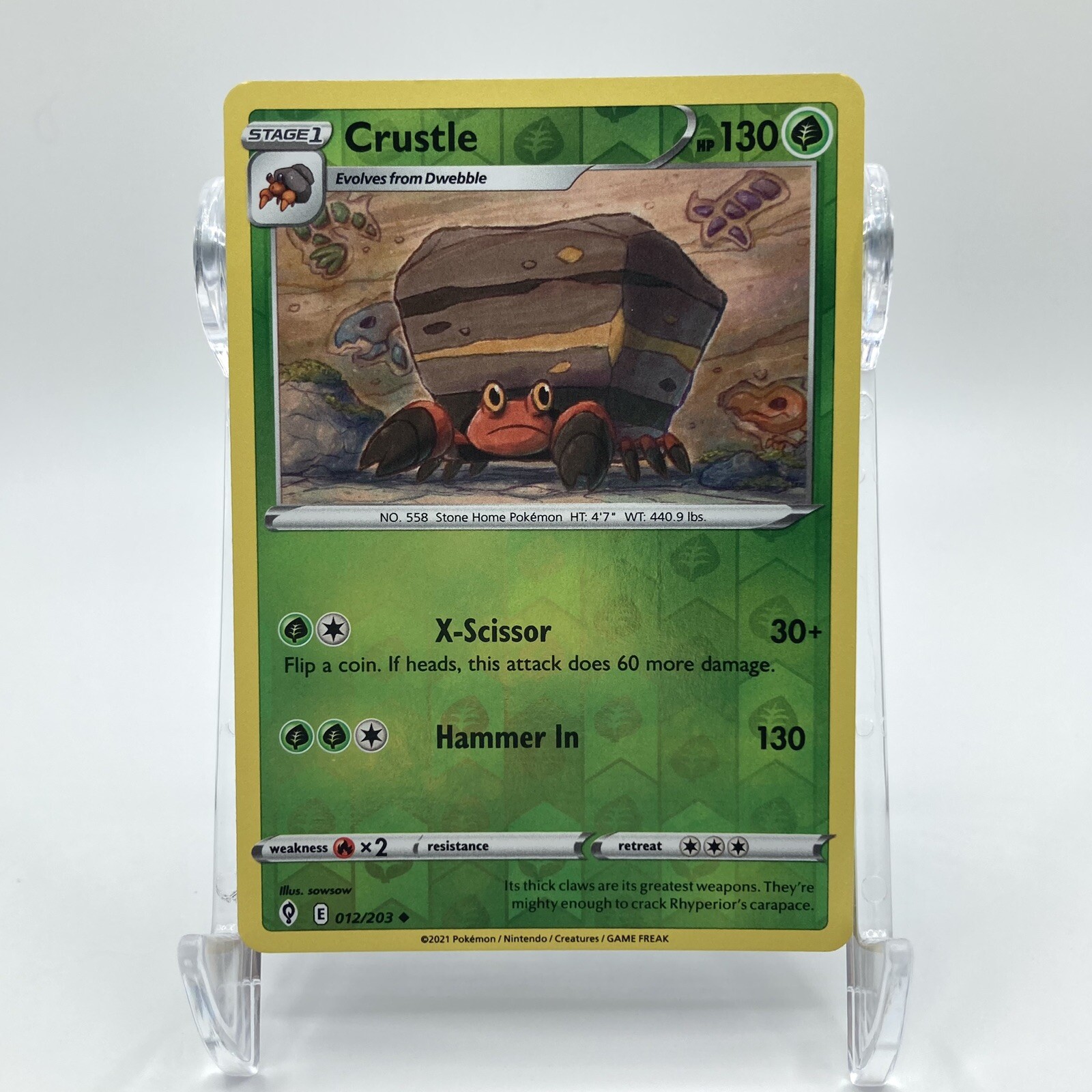 Crustle Reverse Holographic Uncommon 012/203 Pokémon TCG Evolving Skies ...