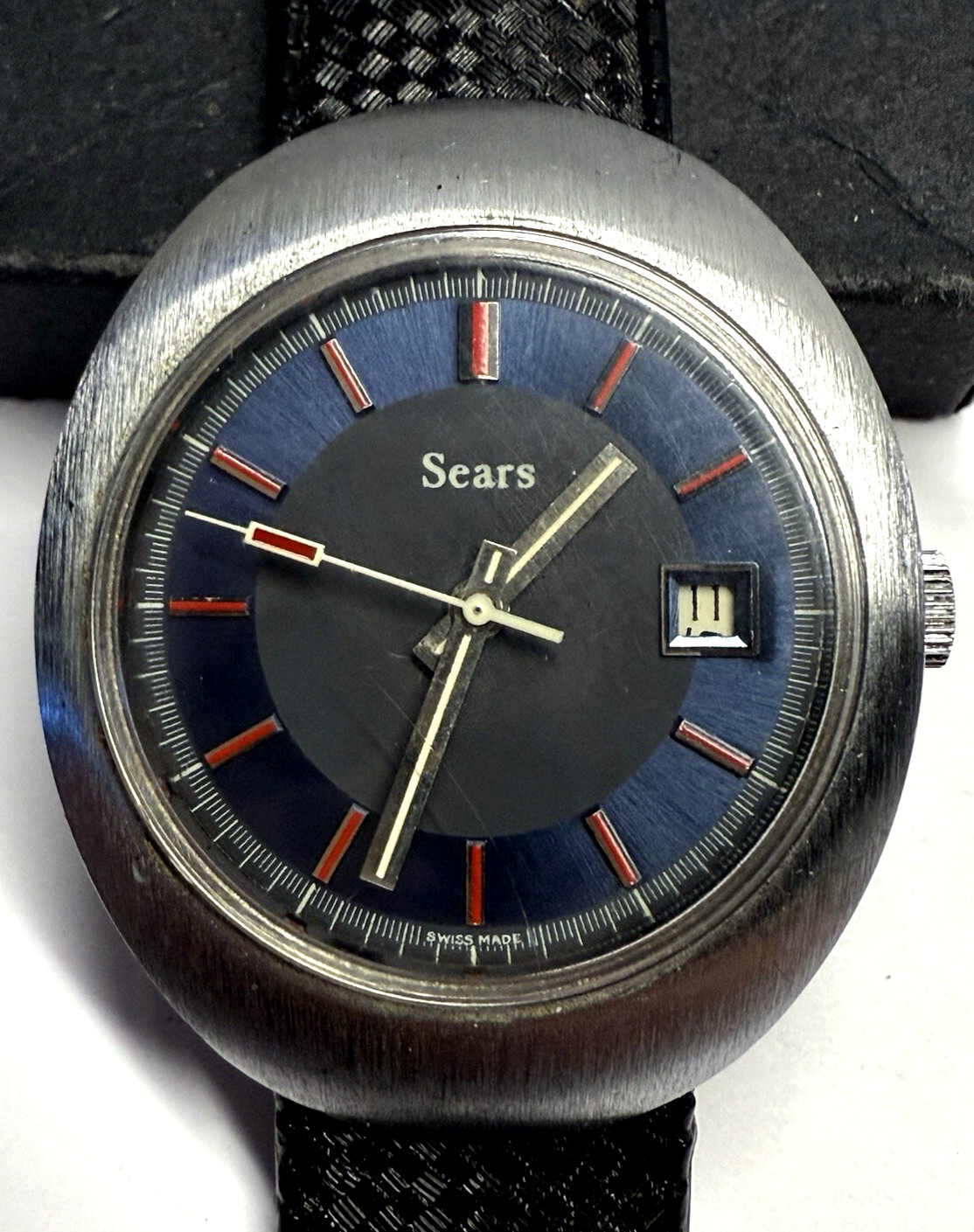 RARE VINTAGE SEARS OVAL CASE MEN'S WATCH, RETRO TYPE … - Gem