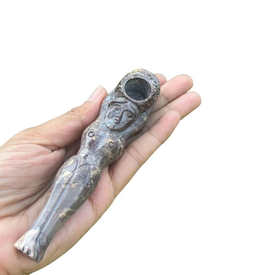 5' Mermaid Natural Stone Marble wand smoking pipe includes screen ...